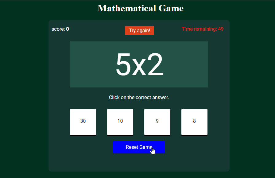 Simple Mathematical Game in JavaScript Free Source Code | SourceCodester